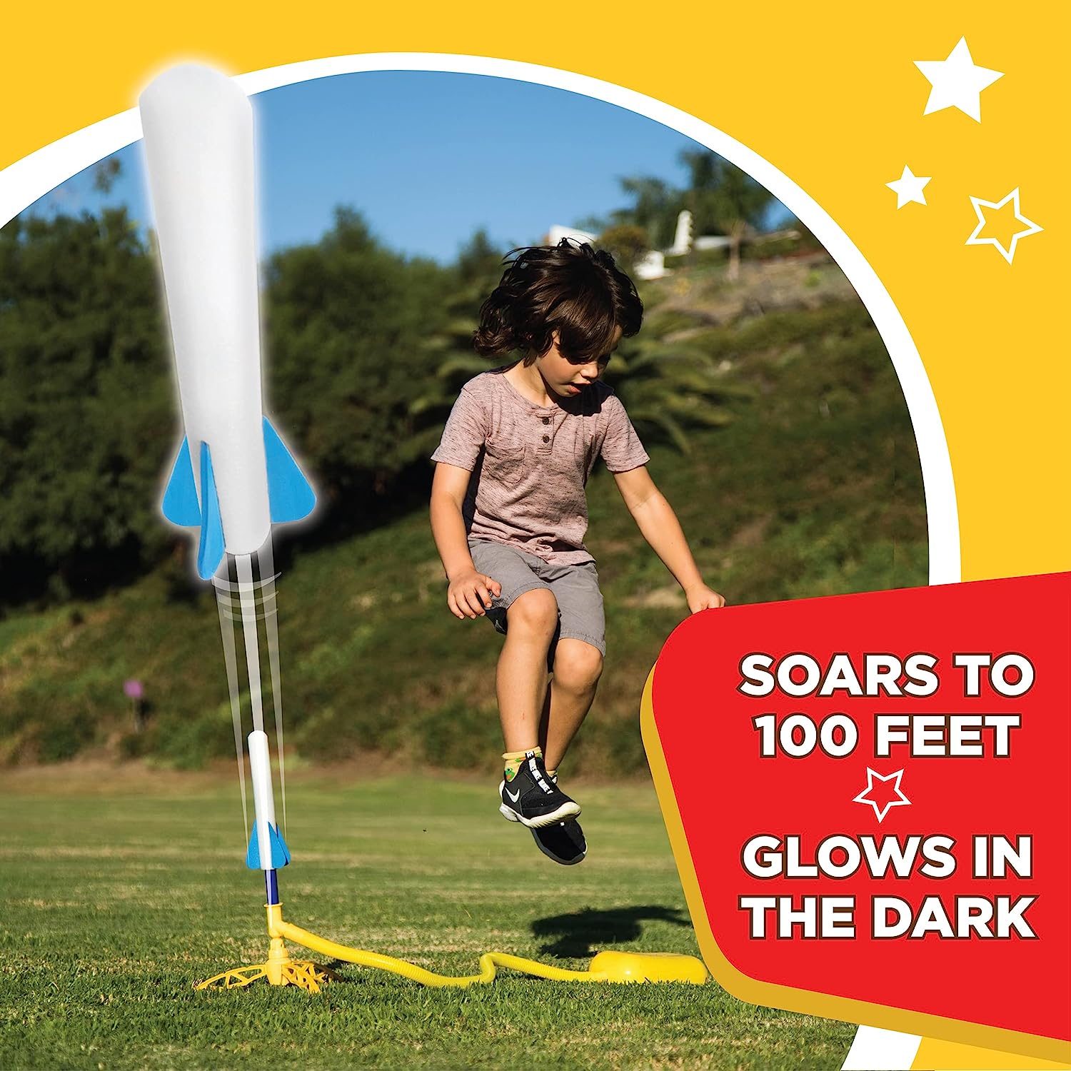 Stomp Rocket Original Jr. Glow Rocket Launcher for Kids - 7 Foam ...